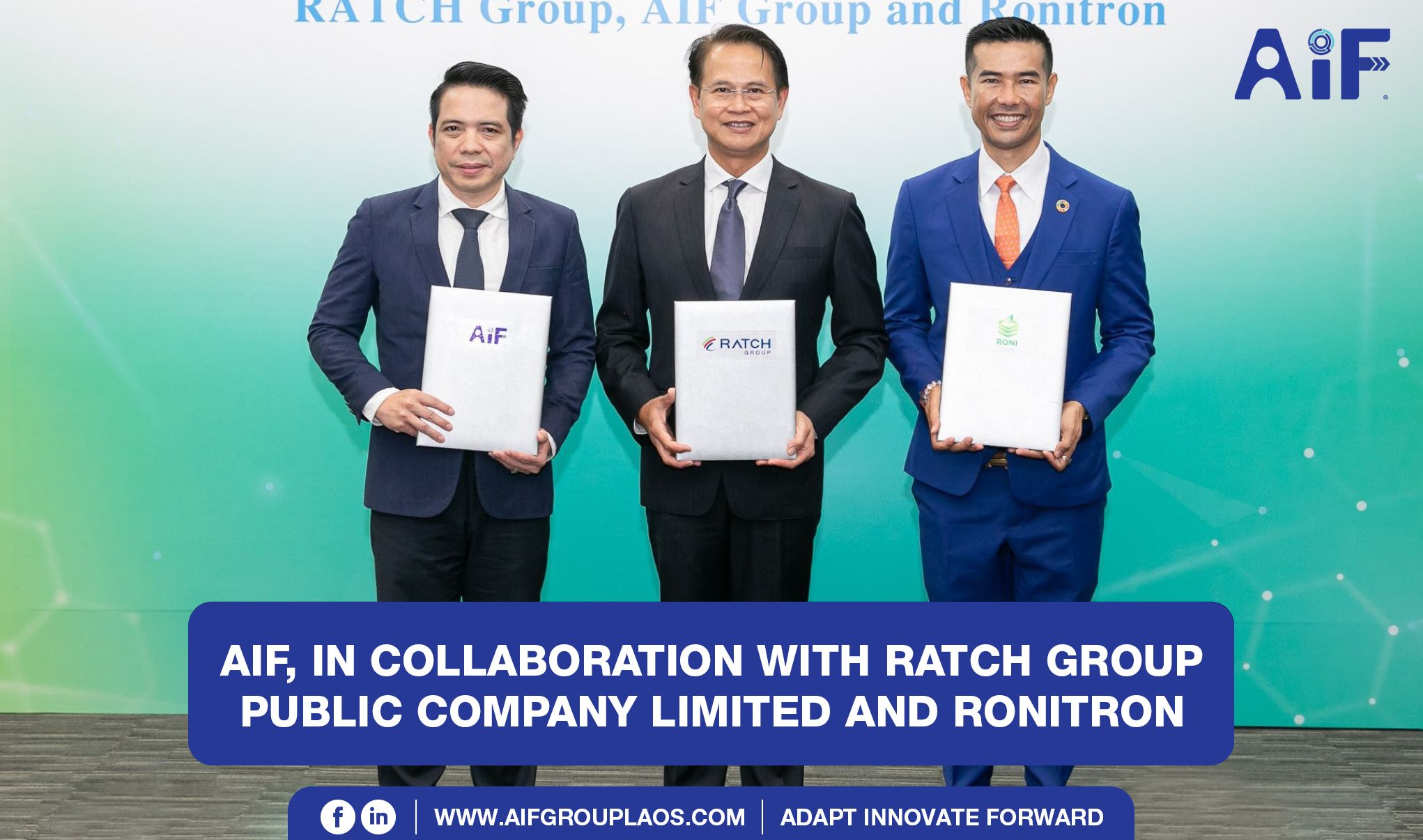 MOU signing between AIF Group, Ratch Group and Ronitron on green energy.
